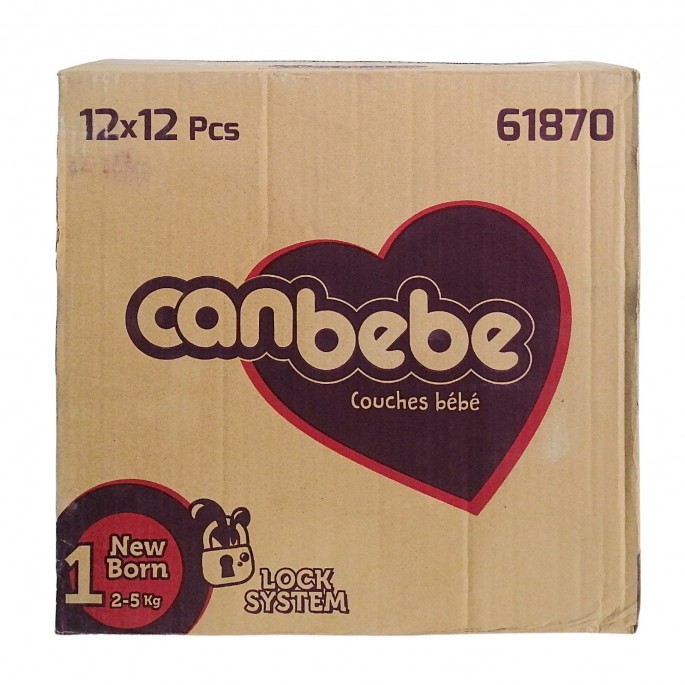 Pack 12x12 Pcs Pañales CANBEBE talla 1 2-5 kg كرطون كانبيبي مرحلة الأولى